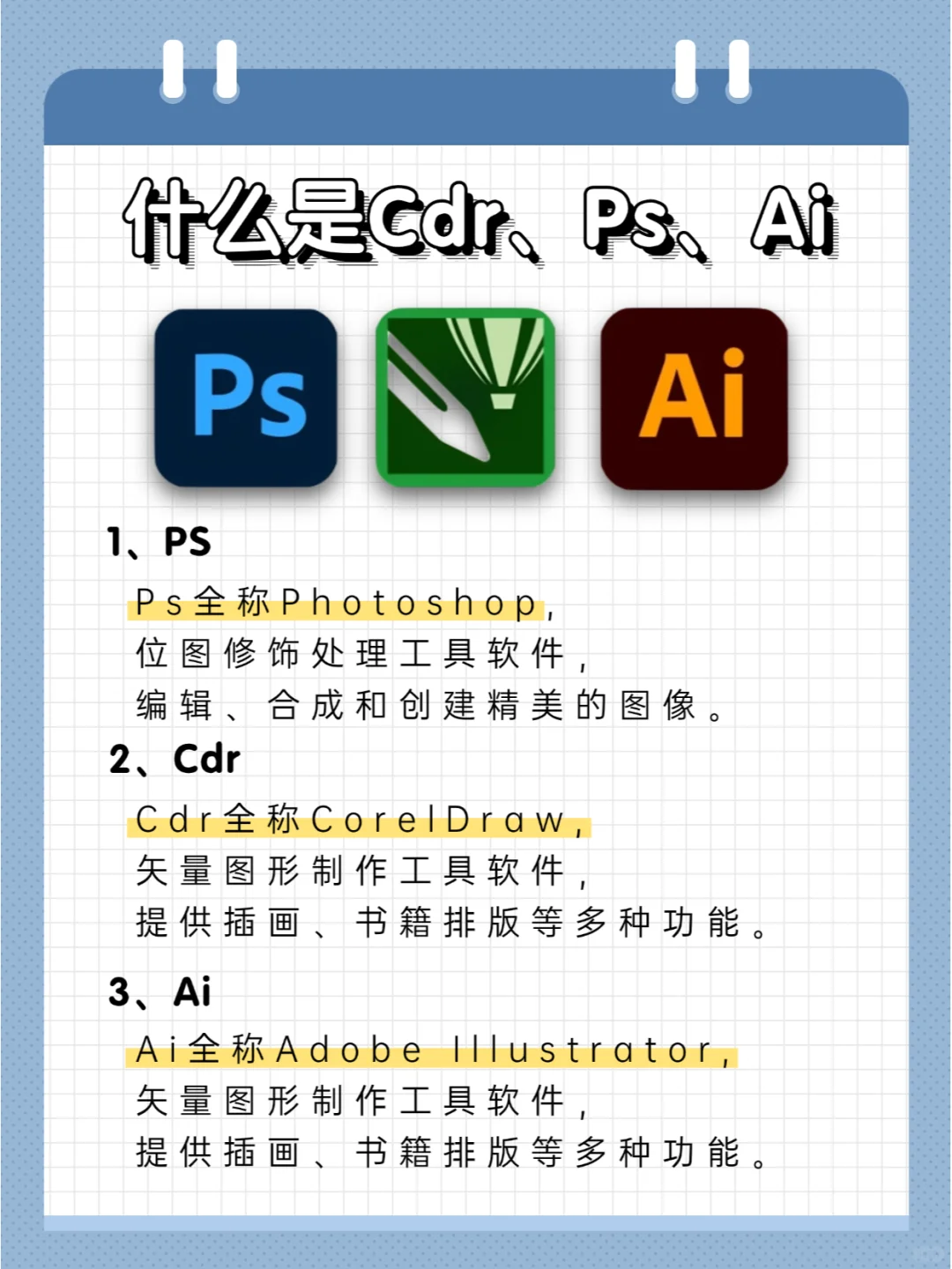 Cdr、Ps、Ai三大平面设计软件的区别-夜雨聆风